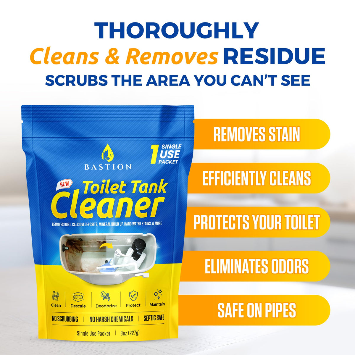 Bastion Toilet Tank Cleaner - 6-Uses. Removes Rust, Minerial Deposits ...