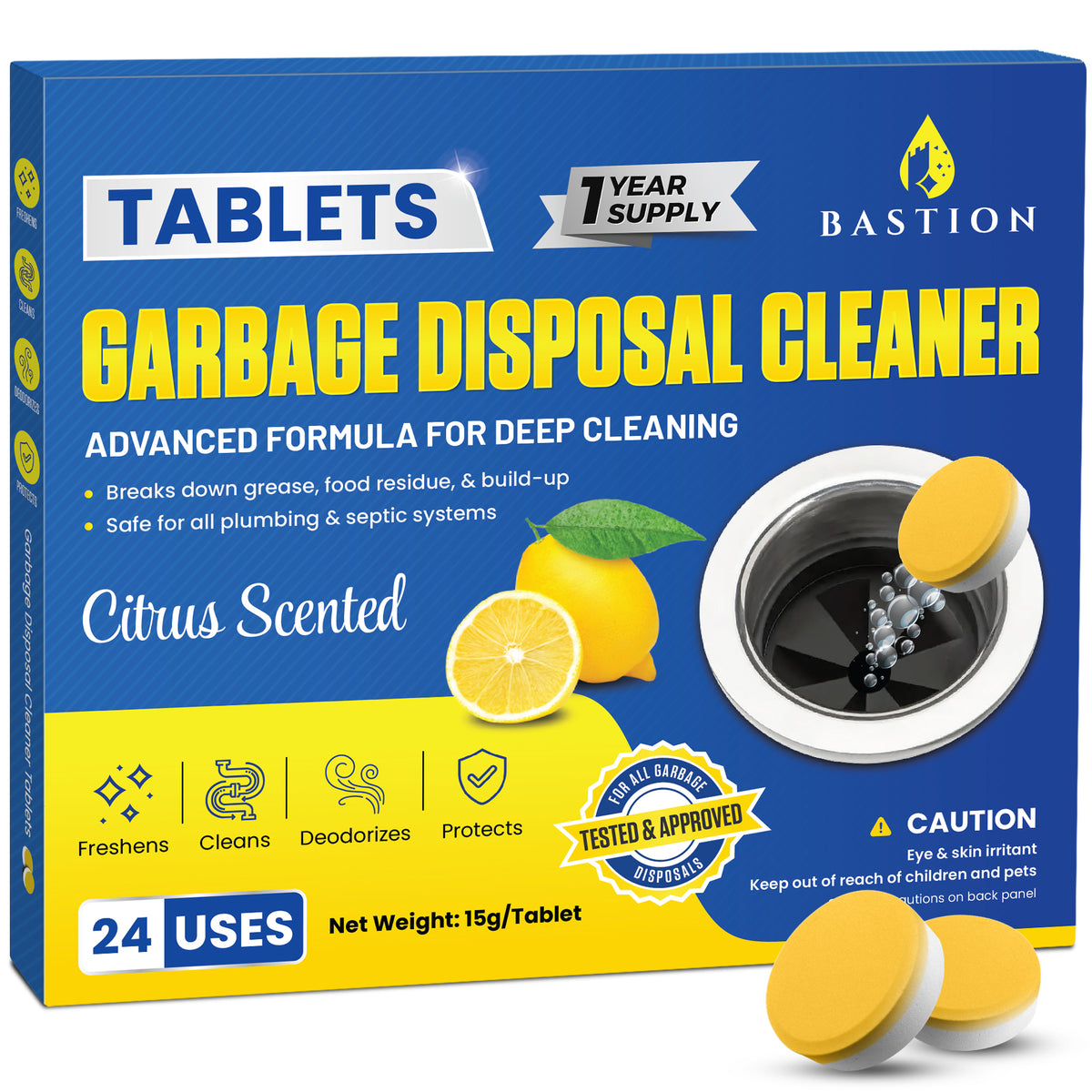 Sink Cleaner NATRUTH Garbage Disposal Cleaner Tablets (24-Pack) - Lemon ...